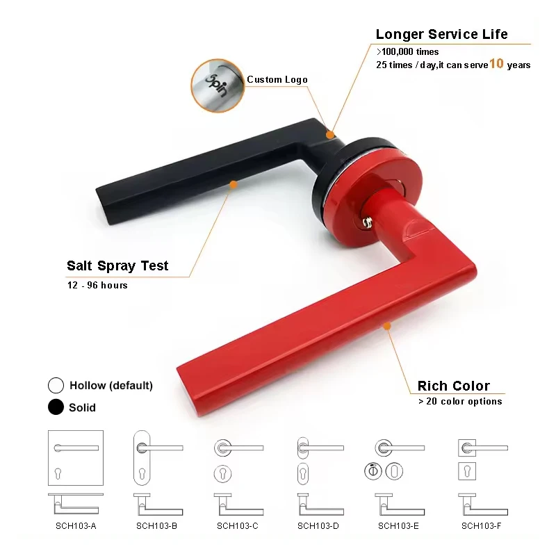 Tubular Lever Interior Doors Lock Handle Set Aluminum Window & Door ...