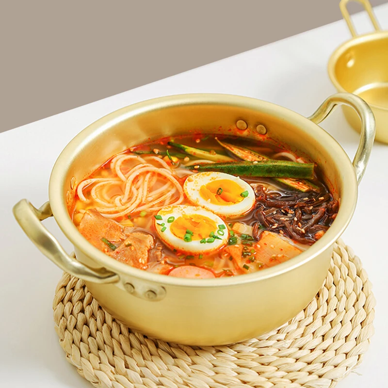 Korean Cookware Kitchen Gold Instant Noodle Pot Small Pan Aluminum ...