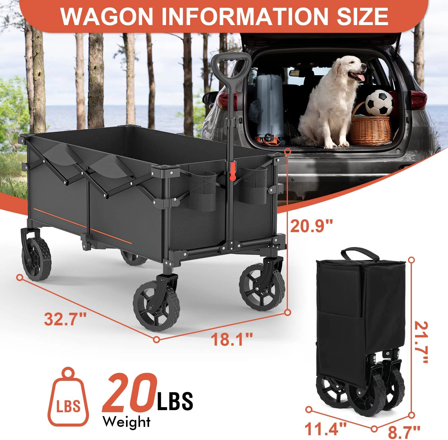 Folding Utility Stroller Wagon Cart Collapsible Folding Outdoor Utility ...