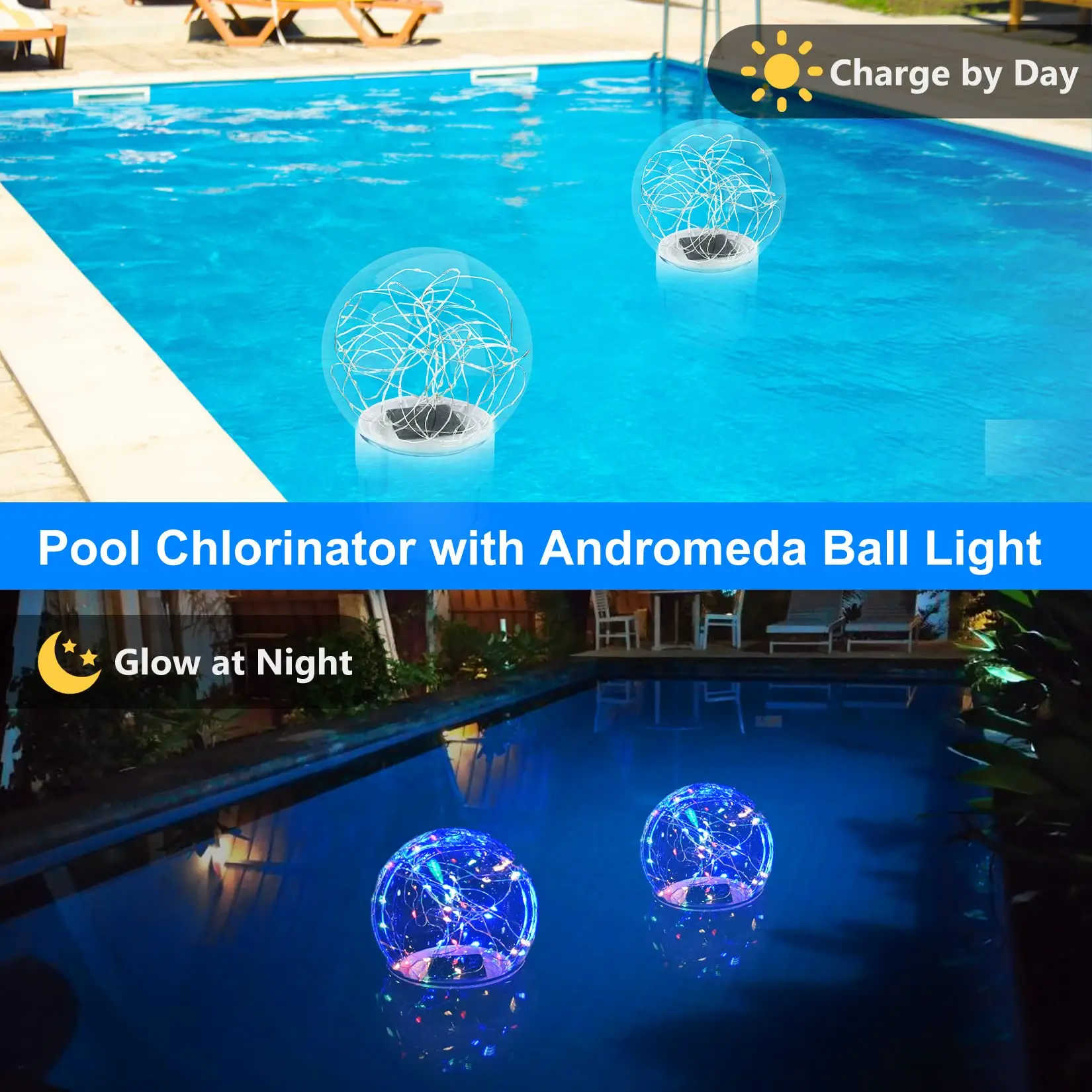 Cootway Solar Powered 3 Inch Swimming Pool Chlorinator With Multi Color ...