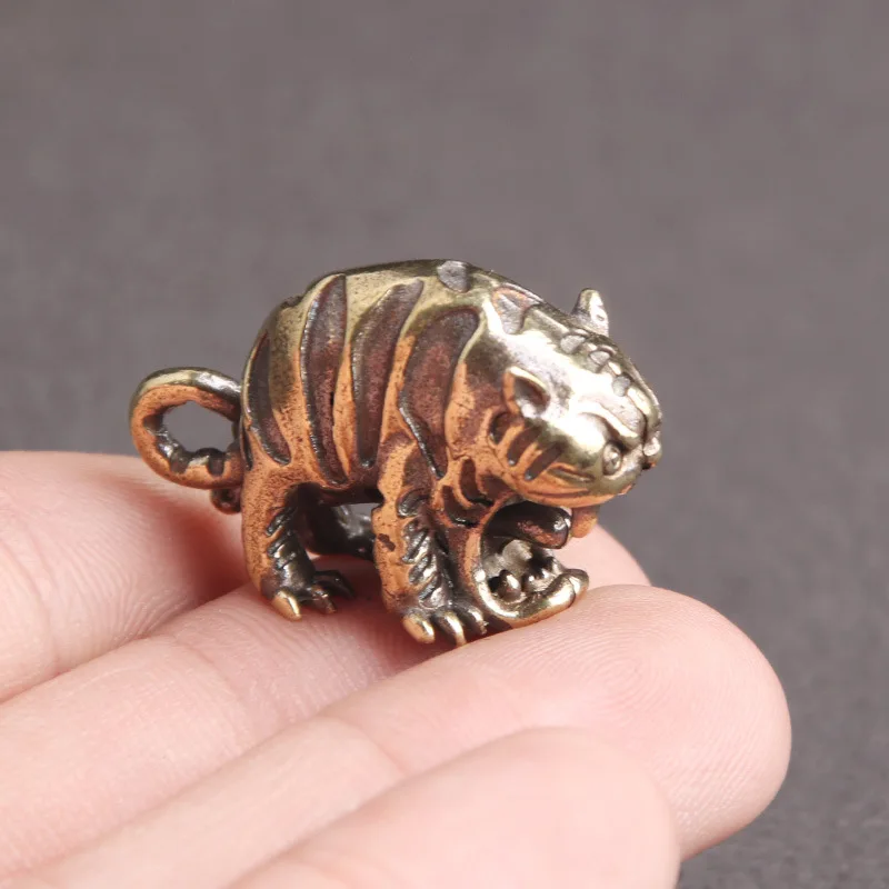 Brass Do Old Graw Tiger Key Chain Pendant Creative Q Version 12 Zodiac ...