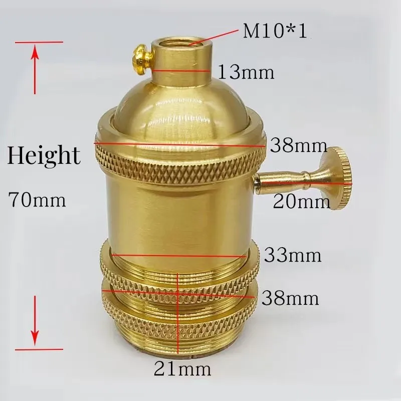E26 E27 US Standard Pure Copper Lamp Holder Retro Lamp Holder Knob ...