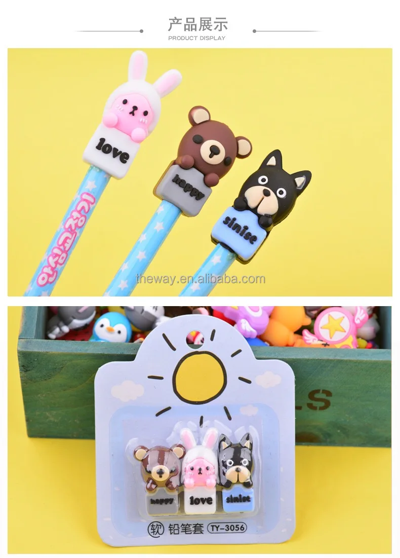 Cute Rabbit Pencil Cover Novelty Gel Pens Cartoon Protective Pencil ...