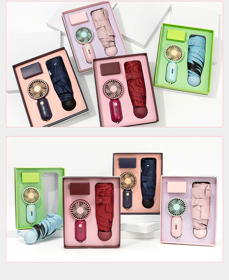 Custom Promotional Gift Sets - Small Fan and Umbrella