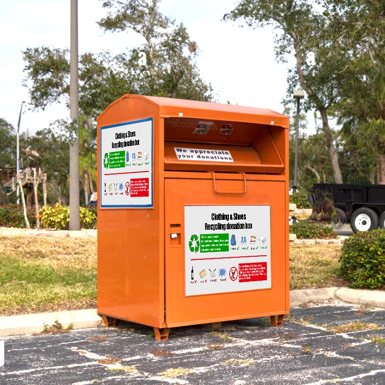 Outdoor Trash Can Steel Disassembled Recycle Old Clothing Shoes Books Outdoor Donation Bins ...