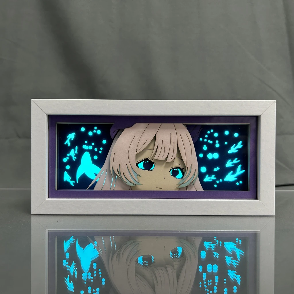 Genshin Impact Arlecchino Light Box Wooden Laser Paper Cut Shadow Box ...