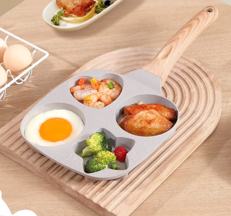 Multifunctional Frying Pan Double Bottom Four Holes Non Stick Pot Egg ...