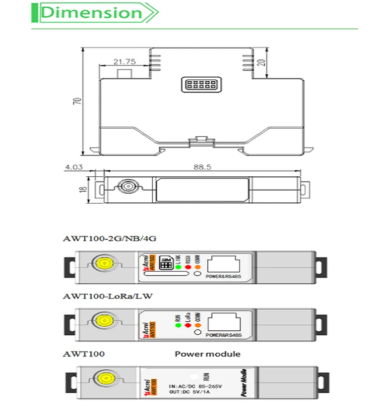 Acrel Awt100-4ghw Mqtt Protocol Wireless 4g Communication Terminal ...