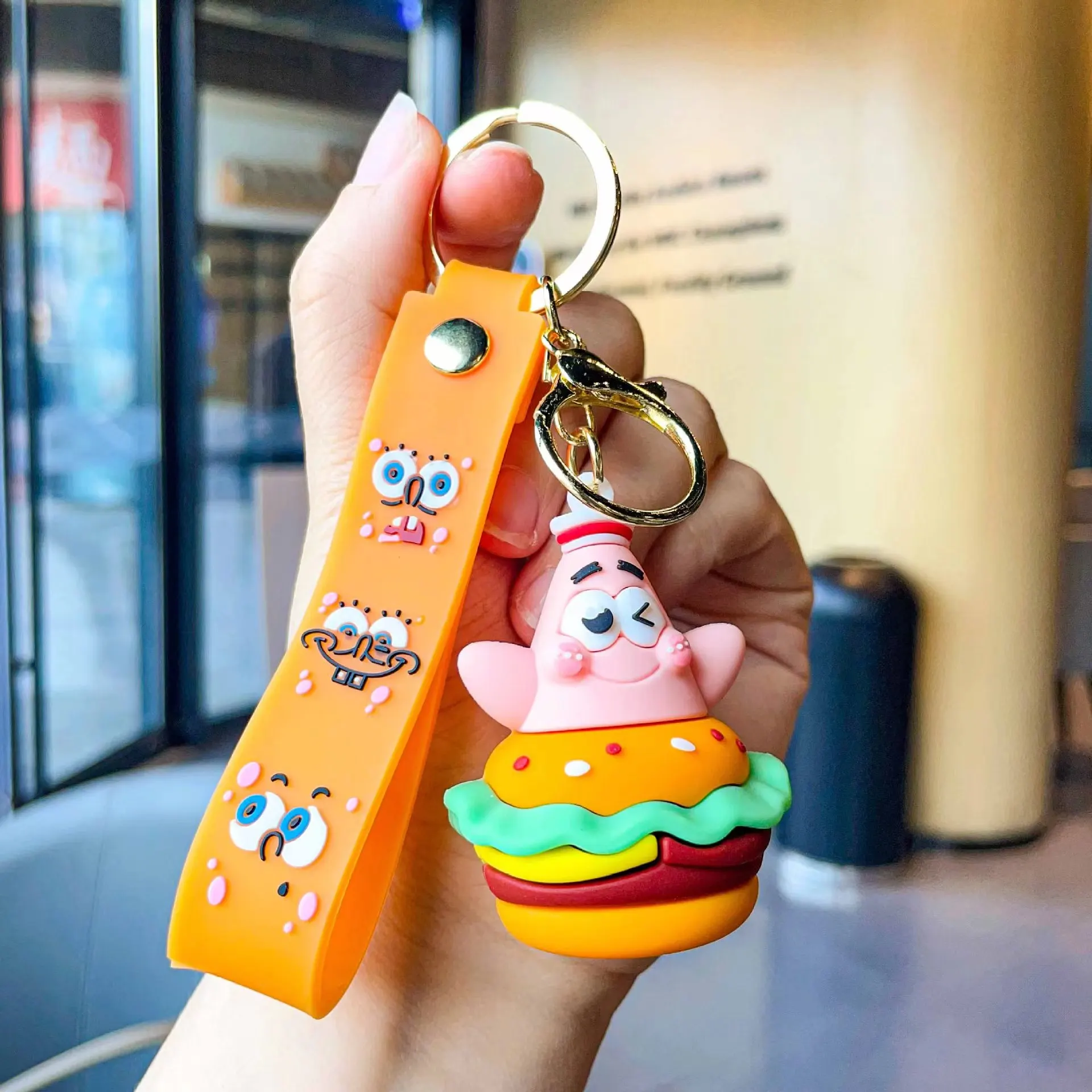Cartoon Cute Spongebob Patrick Star Pvc Rubber Keychain Bag Pendant Car ...