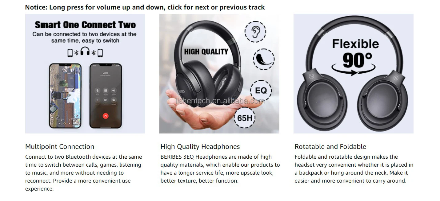 202a Hifi Stereo Wireless Headphones Foldable Lightweight Eq Music ...