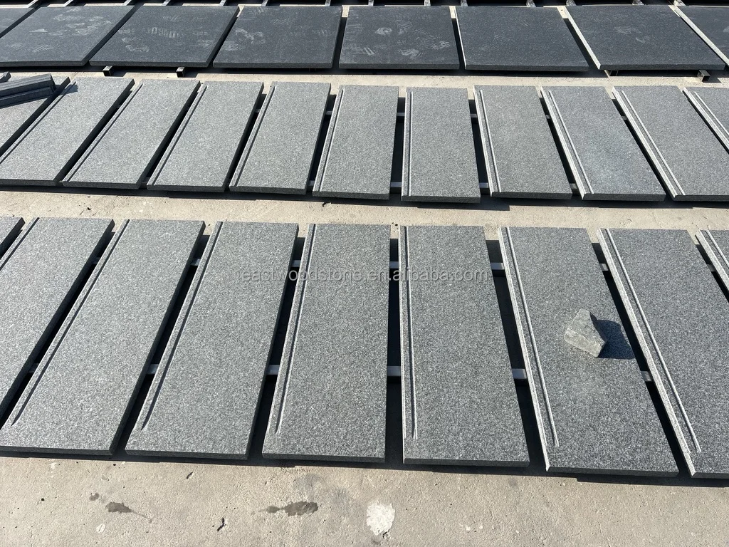 Flamed Black Green Granite Steps Stair Treads For Outdoor Floor ...