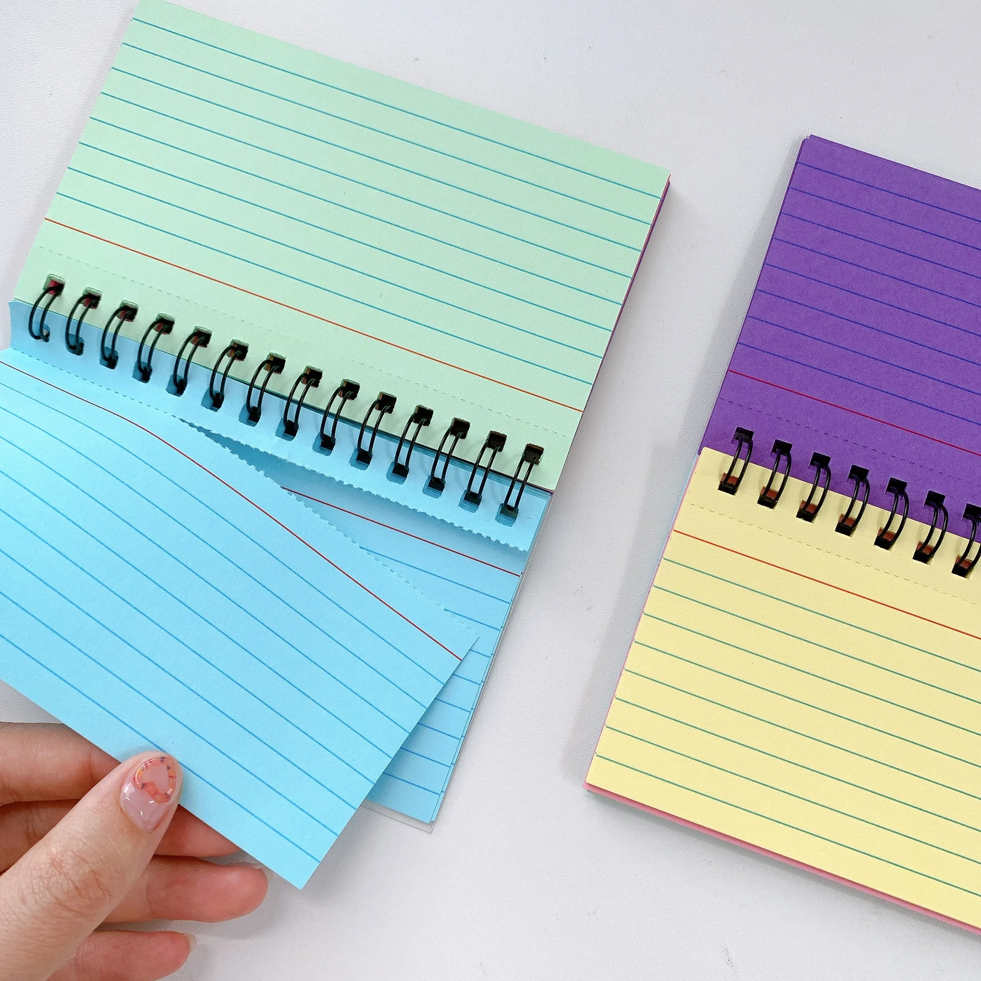Creative Color Stitching Horizontal Line Color Coil Memo Pad Tearable 