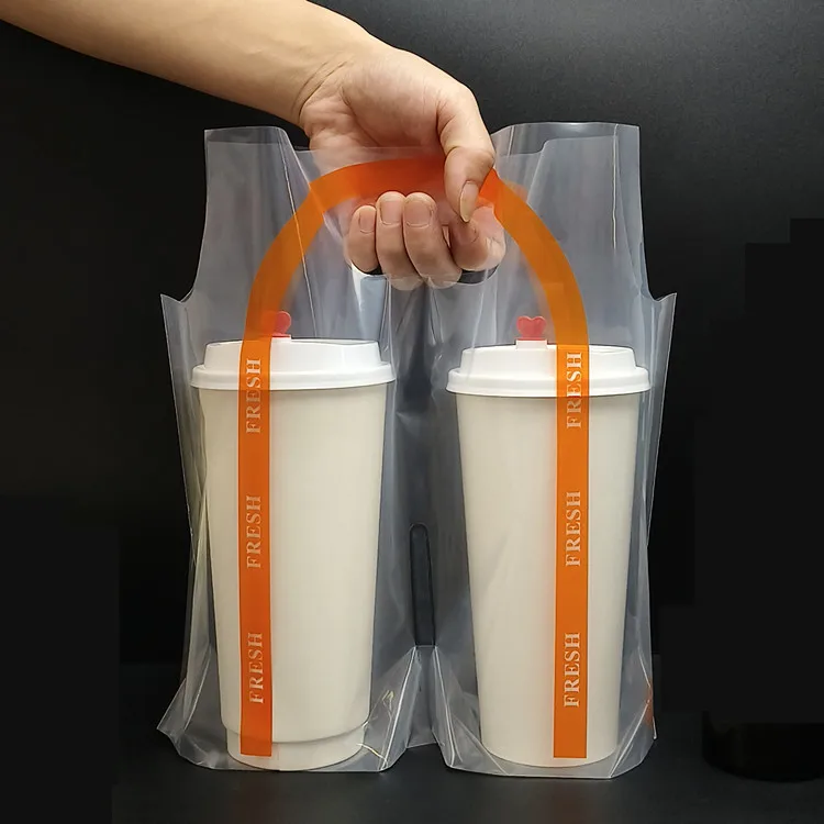 Disposable Transparent Plastic Carrier Coffee And Milk Tea Cup Bags ...