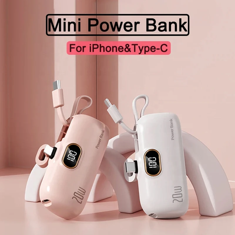 2024 Mini Battery Pack 5000mah Capsule Mini Rechargeable Fast Charging ...