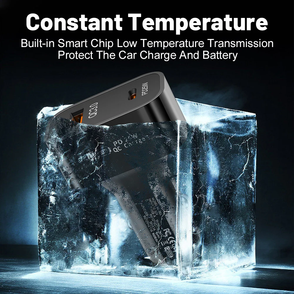 CE ROHS FCC FireProof Dual Ports QC3.0 25W USB-C PD Fast Quick Charger ...