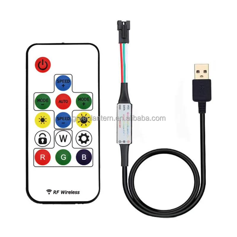 Addressable Rgb Led Strip Mini Spi Rf Controller 14/17/21 Key Remote ...
