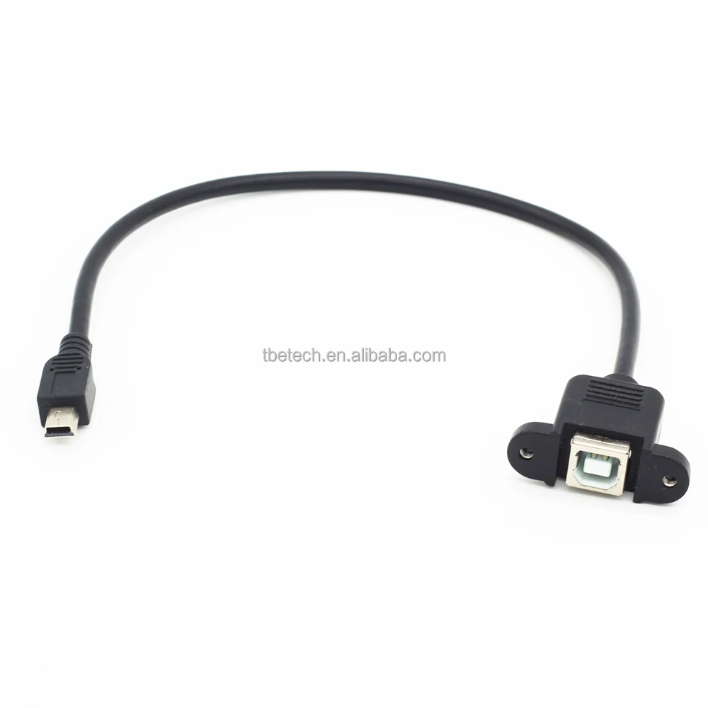 Mini USB to USB B Female Panel Mount Cable Mini B Male to Type B Female ...