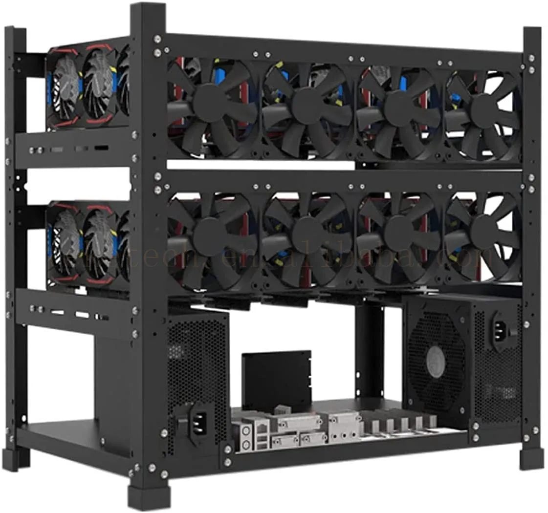 12gpu Rig Frame Steel Open Air Frame Computer Rig Case Support Dual ...