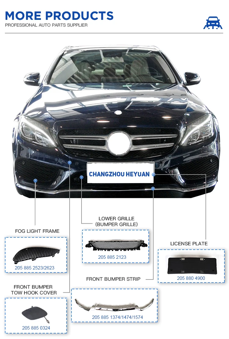 Factory Price Car Front Bumper Grille Strip Body Parts For Benz C Class ...