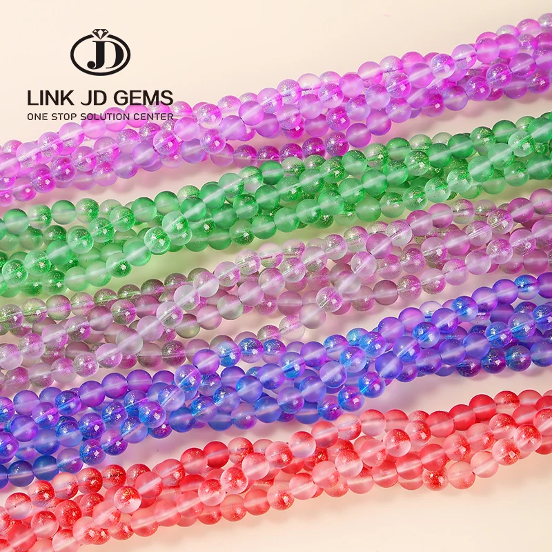 Jd Colorful Transparent Frosted Gold Powder Double Spell Glass Beads ...