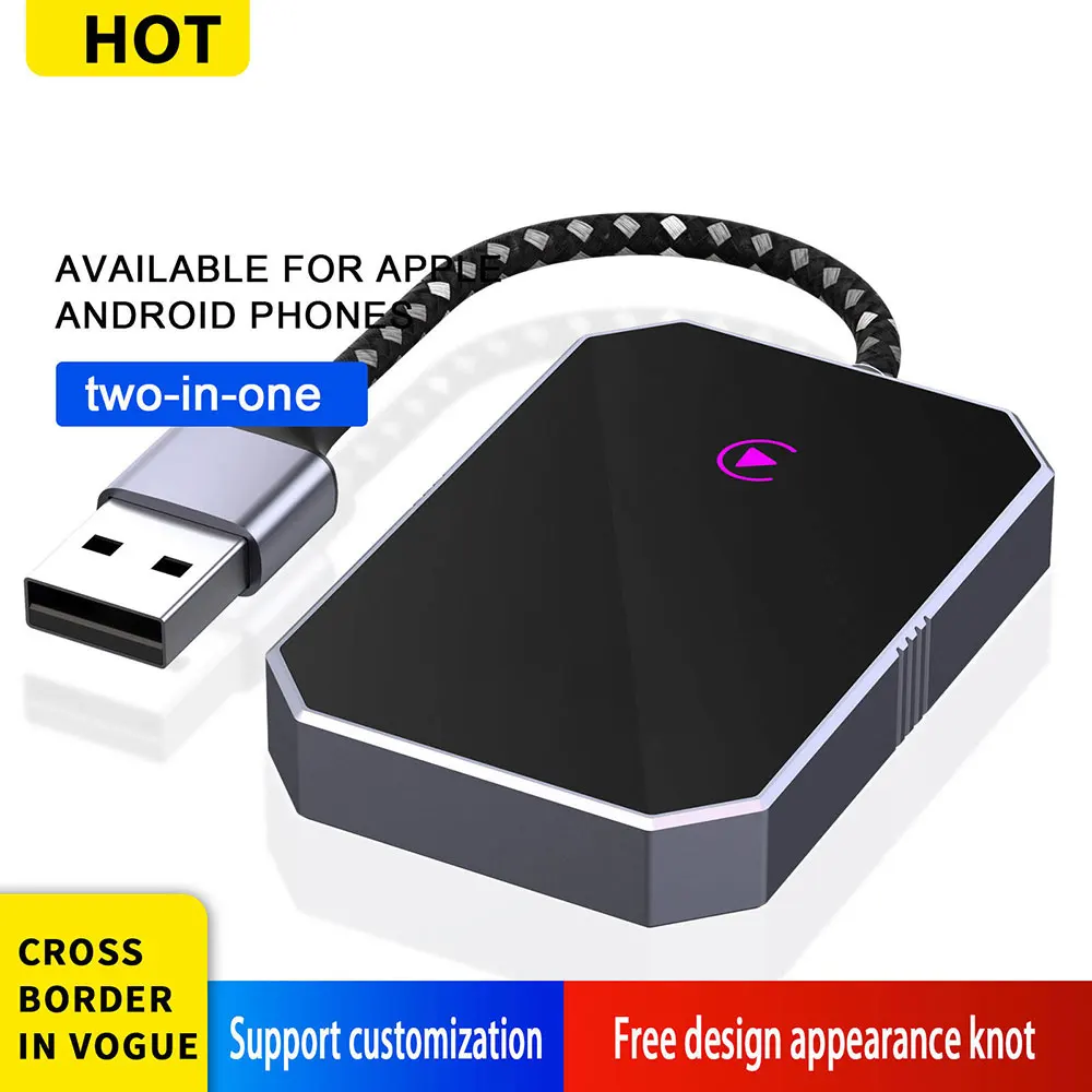 Wireless Carplay Android Apple 2In1 Wired Adapter Portable Ai Box ...