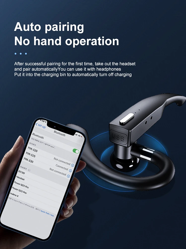 Custom Bluetooth Headset Business Earhook Enc Noise Canceling Headset 5.1 Running Wireless ...