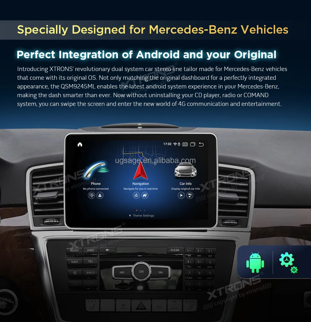 Xtrons 9" Car Radio Android 12 For Mercedes-benz Ml Gl Class W166 X166 ...