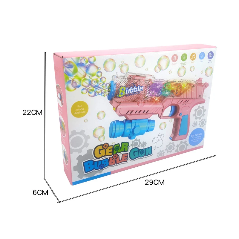 Colorful Automatic Bubble Gun Toy Transparent Gear Electric Blower ...