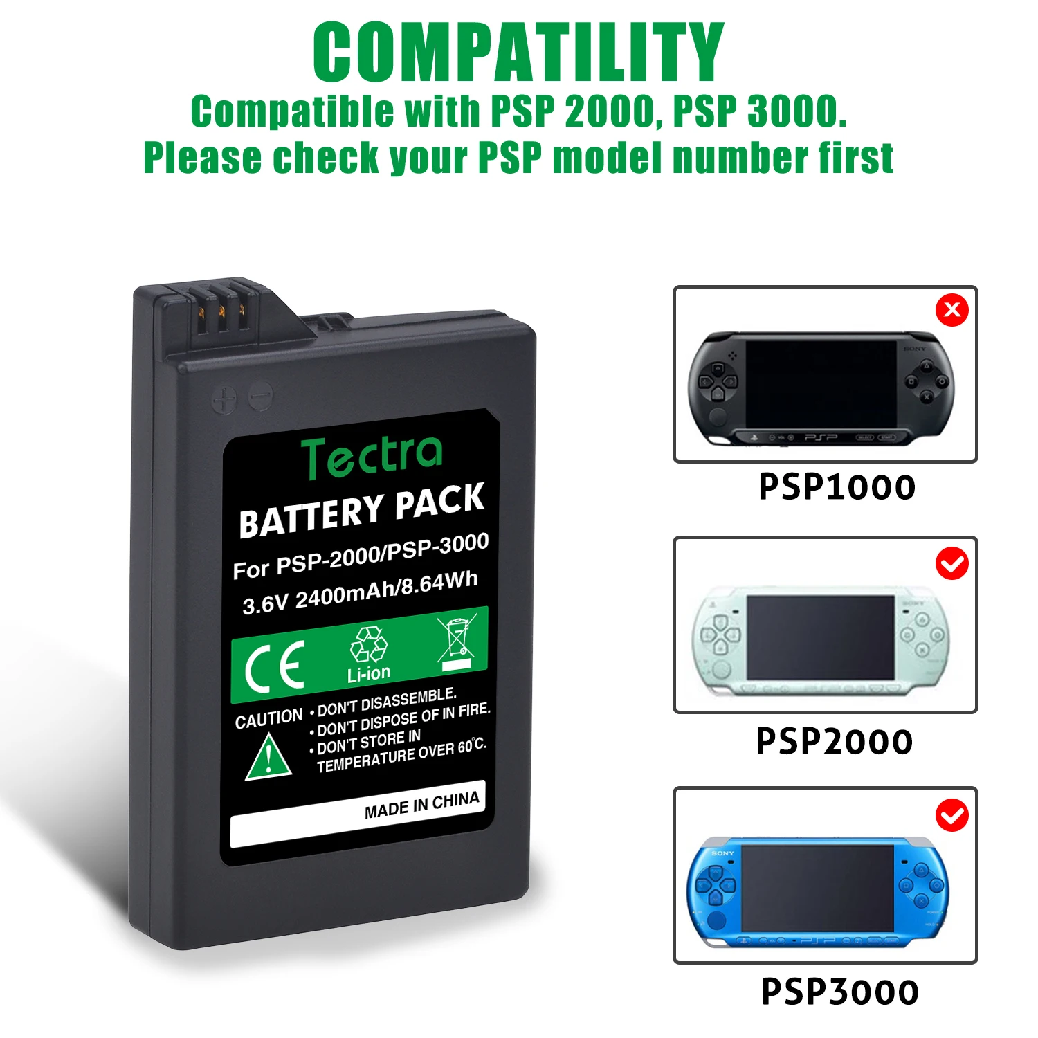 2400mah Battery+ Led Charger For Sony Psp 3000 Psp Slim 2000 Psp-s110 ...