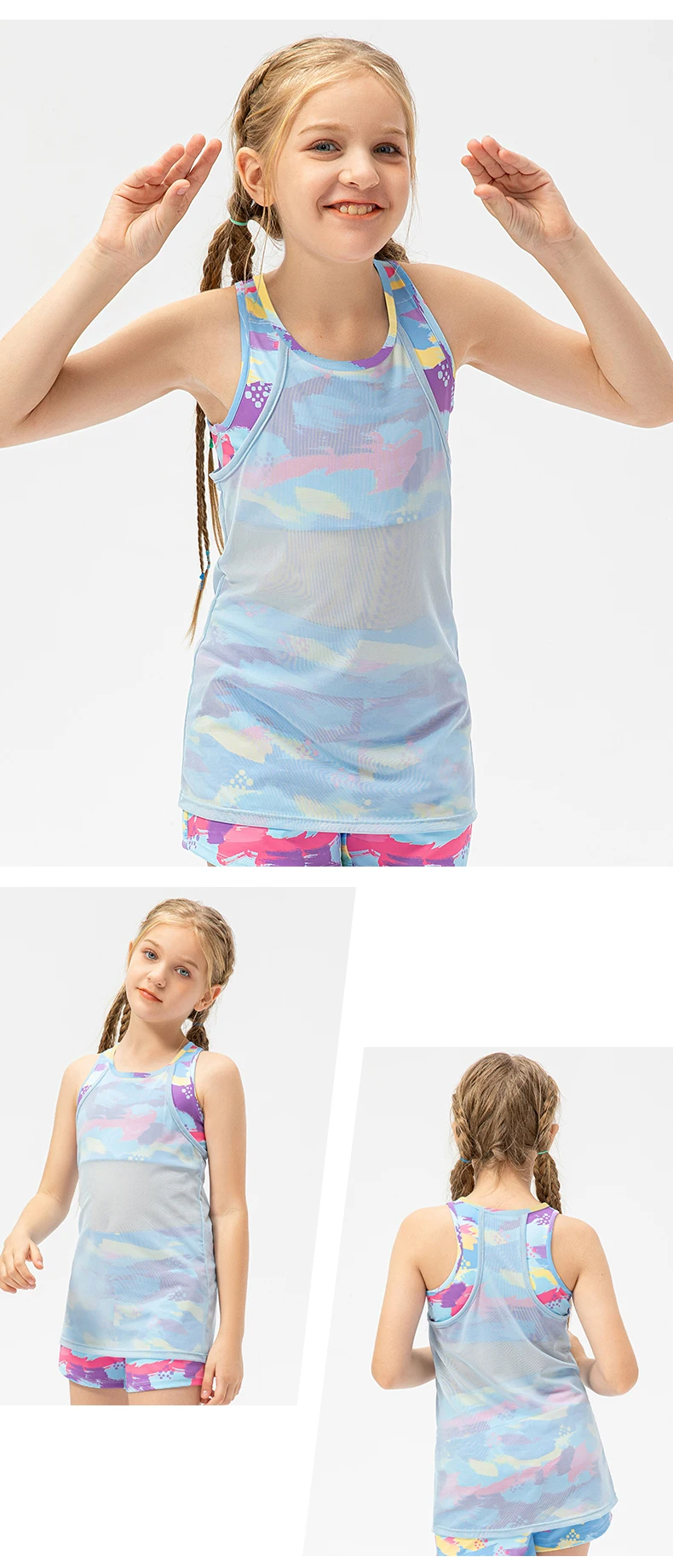High Quality Children Mesh Stitching Tank Top Quick Dry Comfortable ...