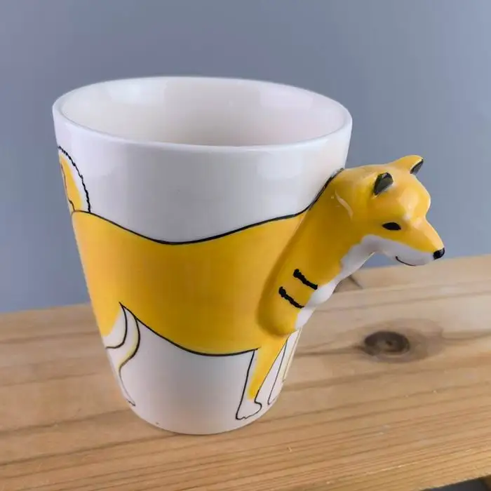 Customized 3d Animal Shape Ceramic Coffee Mug 3d Embossment Dog Water ...