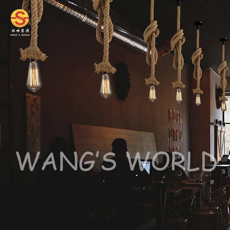 Luminaire E27 Retro Edison LED Lights Restaurant Home Hanging Hemp Rope ...