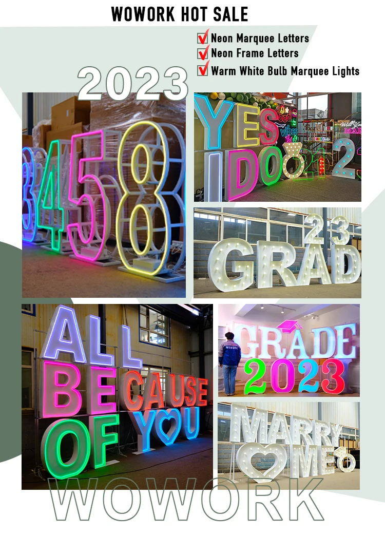 2023 Wowork Rgb 3ft 4ft 5ft Led 3d Neon Marquee Letters Number Light ...