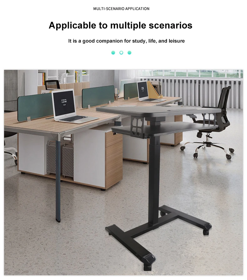 Movable Desktop Height Adjustable Sit Stand Mobile Lecture Training ...