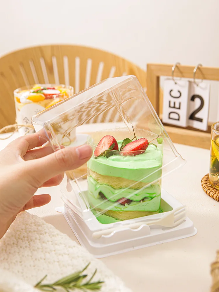 Custom Labels 2 Inch Cake Plastic Box - Transparent & Disposable