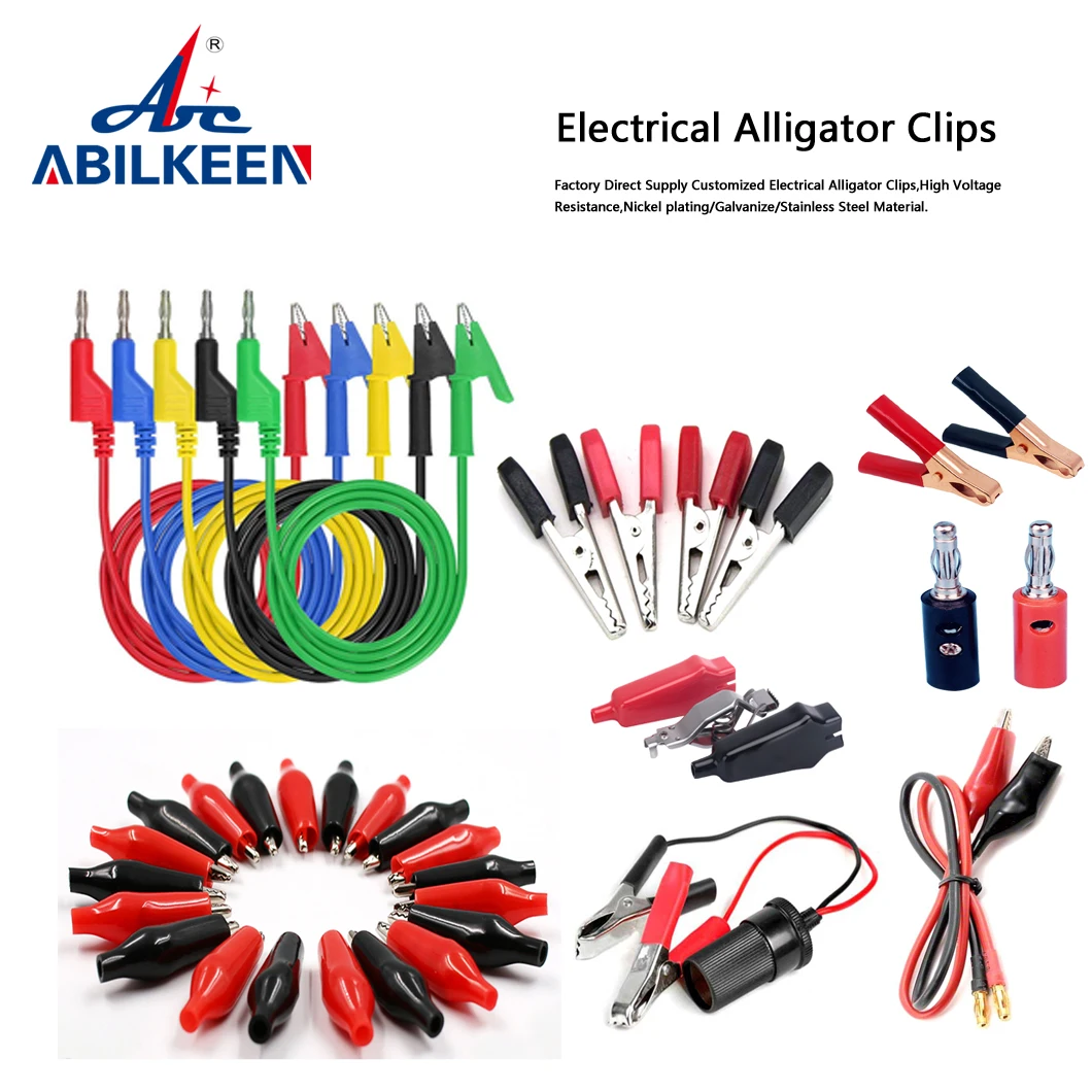 Red And Black Battery Clips Banana Plugs 65mm 20a Battery Clips With ...