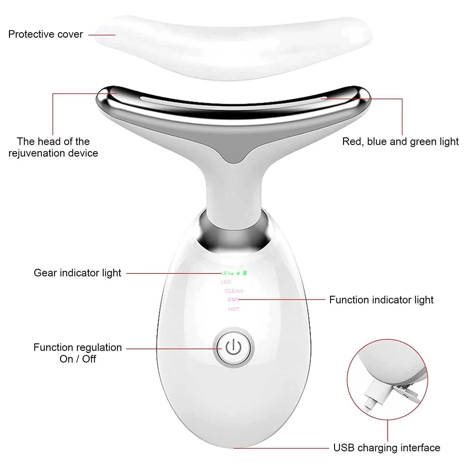 7 Colors Face And Neck Lift Massager Ems Double Chin Anti-wrinkle ...