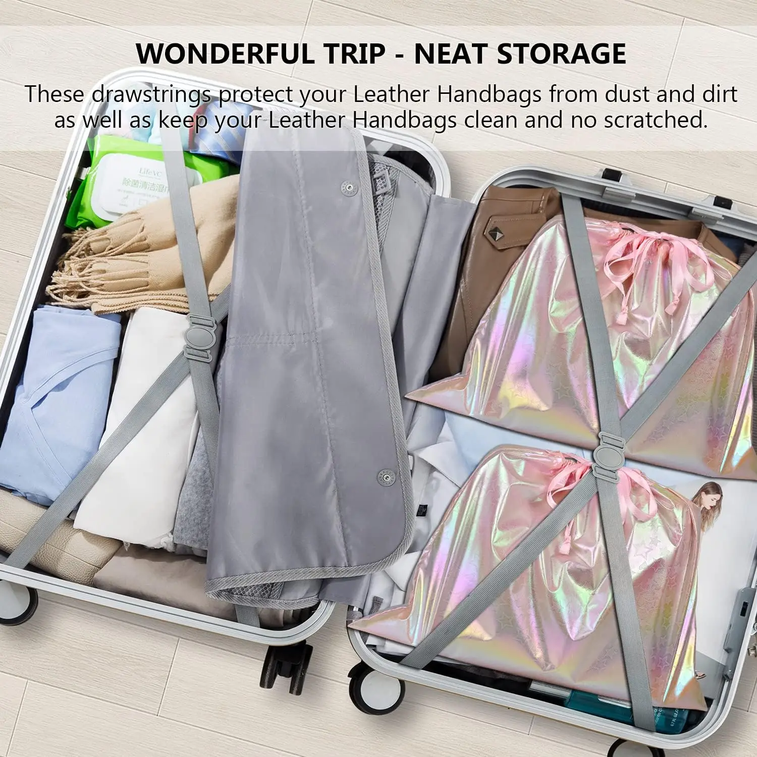 Custom Waterproof Soft Iridescent Pu Drawstring Backpack Holographic ...