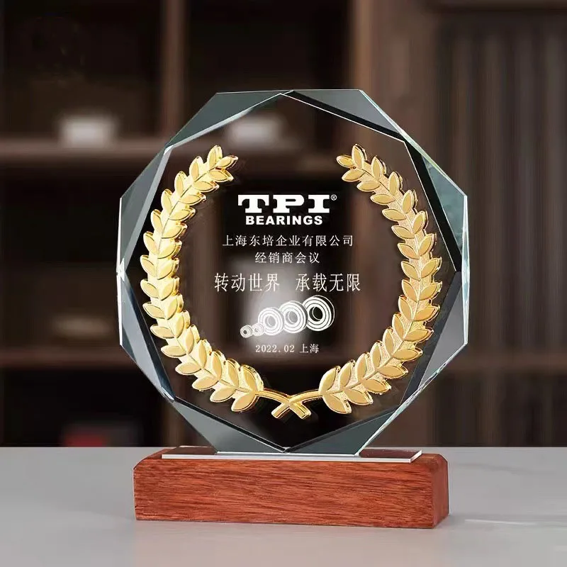 MH-NJ00726 Custom Engraved Crystal Wheat Ear Trophy