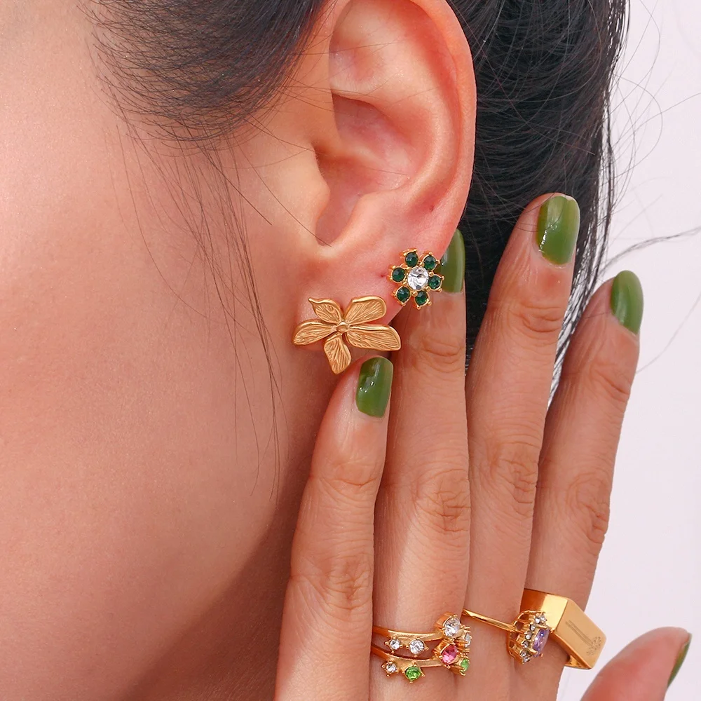 Dreamshow Jewelry Set Flower Design 18k Gold Plated Stainless Steel ...