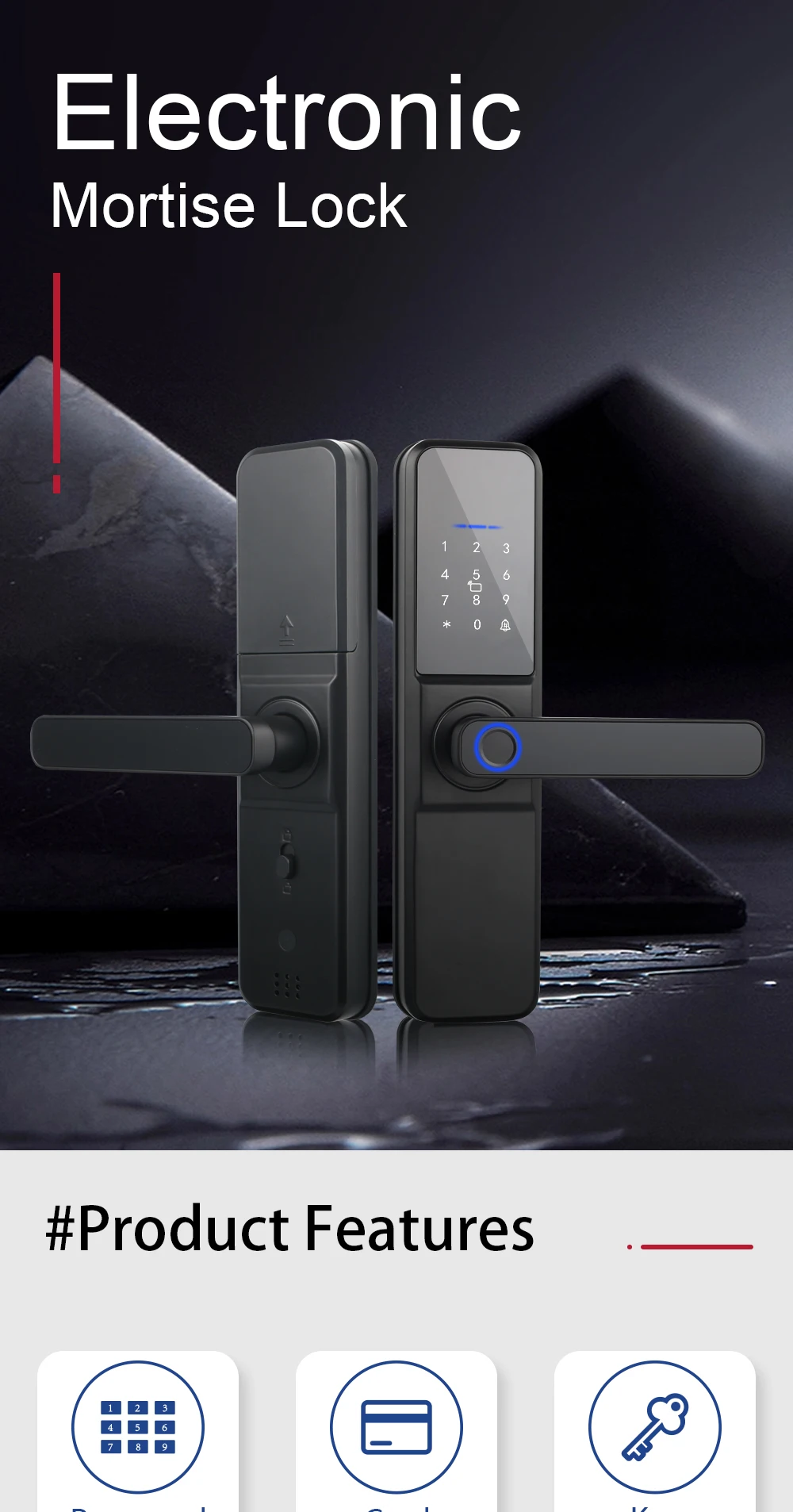Modern Fingerprint Keypad IC Card 5050 Mortise Smart Lock Door Home ...