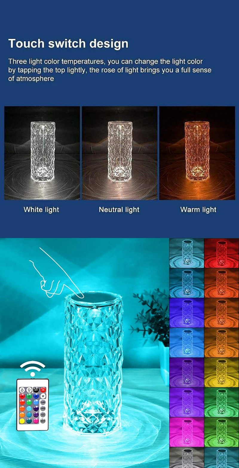 16 Colors Luxury Home Decor Crystal Rgb Table Led Magic Arhubtouching ...