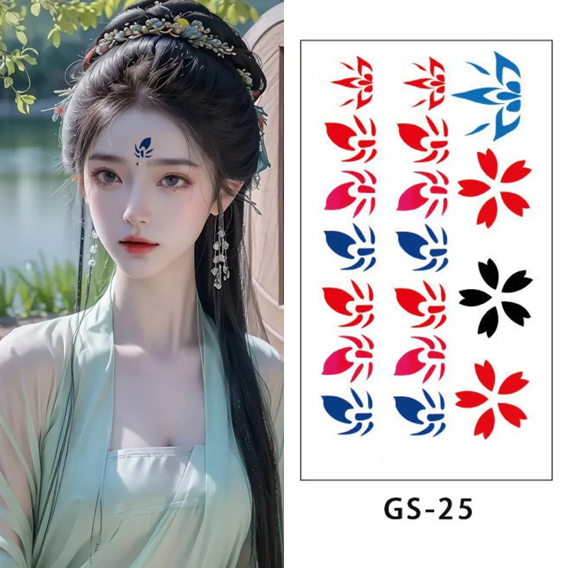 Temporary Chinese Style Face Paint Stickers - Bindi Tattoo Design
