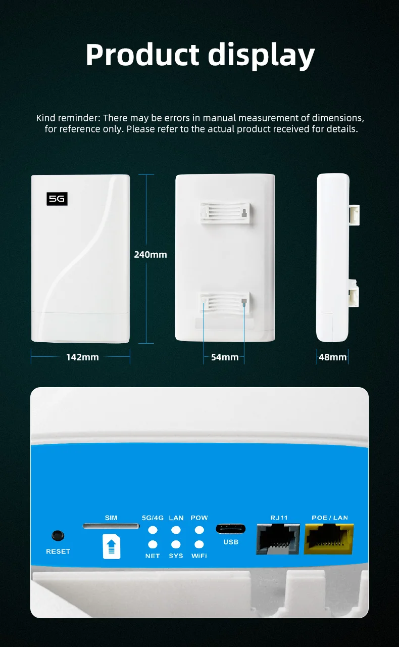 TUOSHI 5G CPE Router - 600mbps Home Solution for Outdoor