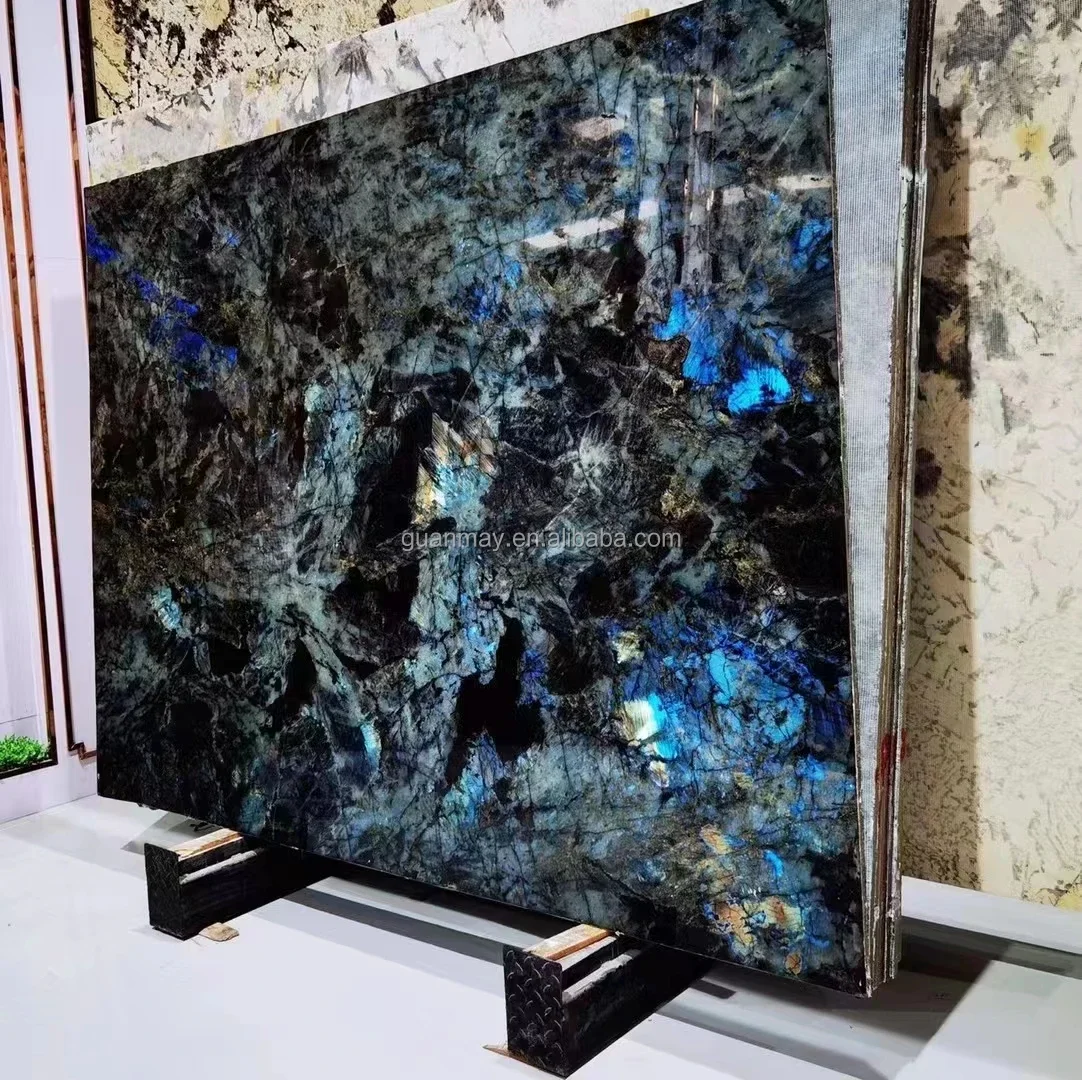 Blue Labradorite Granite Slab for Luxury Dining Tables