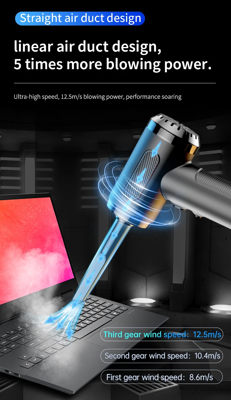 3gears Duster Spray Compressed Electric Air Blower 6000mah Rechargeable ...