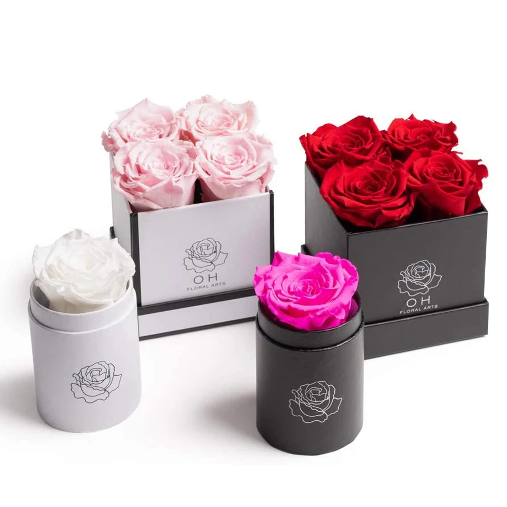 Custom Elegant Rose Flower Packaging - Round Flower Box