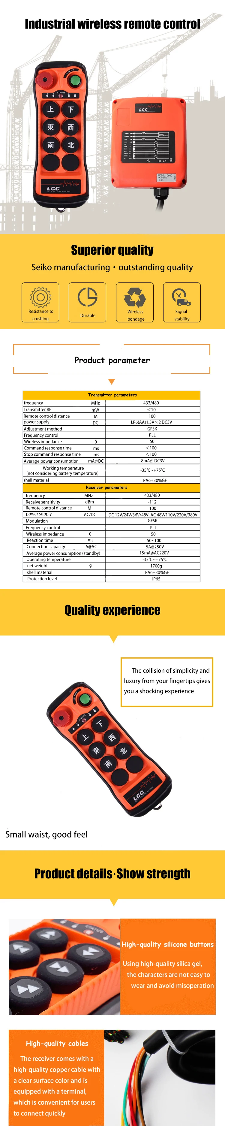 Long Distance 6-Way Switch 433mhz Remote Control for Light Boxes