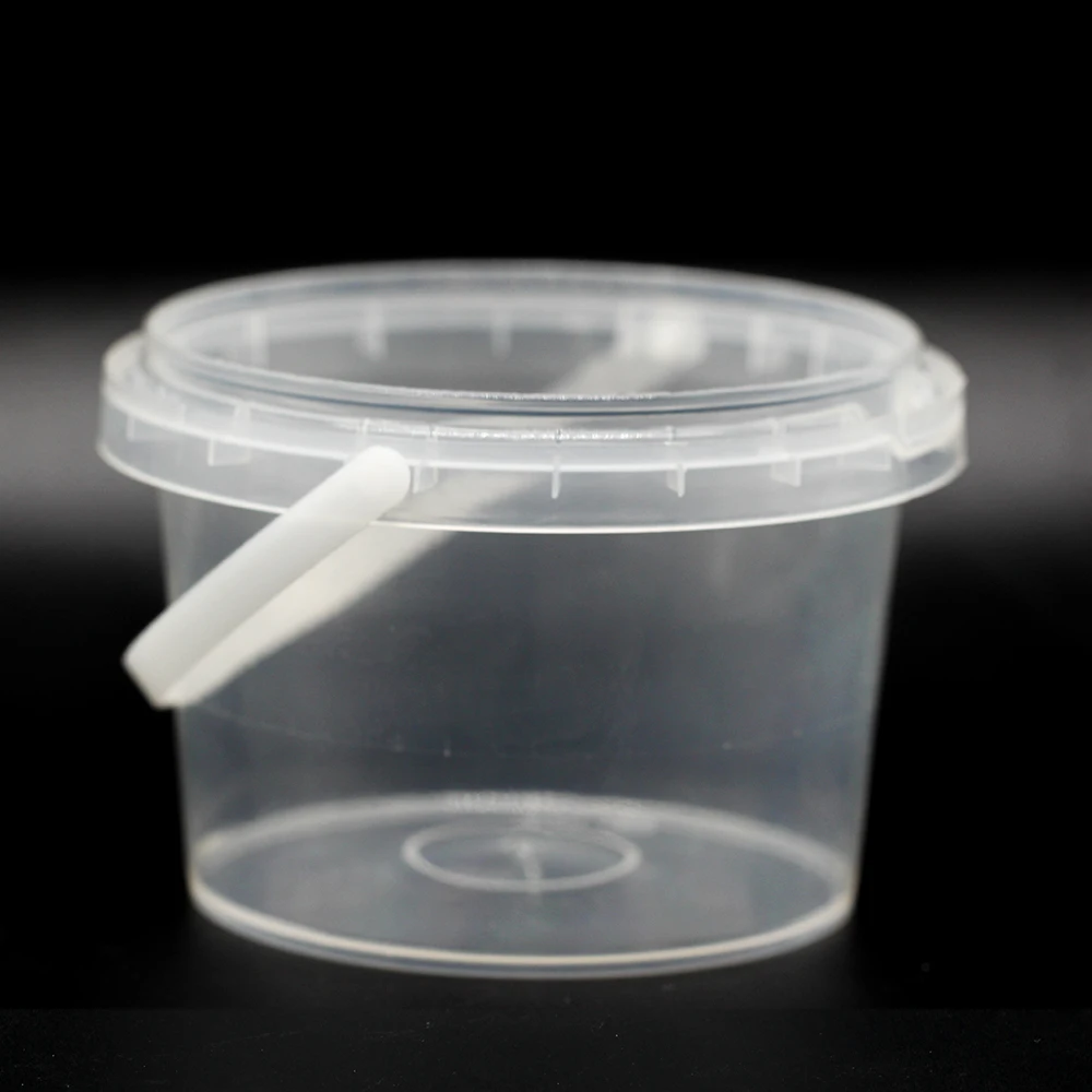 0.5L 1L 2.5L 5L Pp Transparent Clear White Plastic Bucket With Handle ...