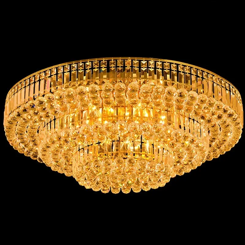 Zeal Lighting Multi Tier Room Luxury Hotel Round Gold Crystal Ceiling ...